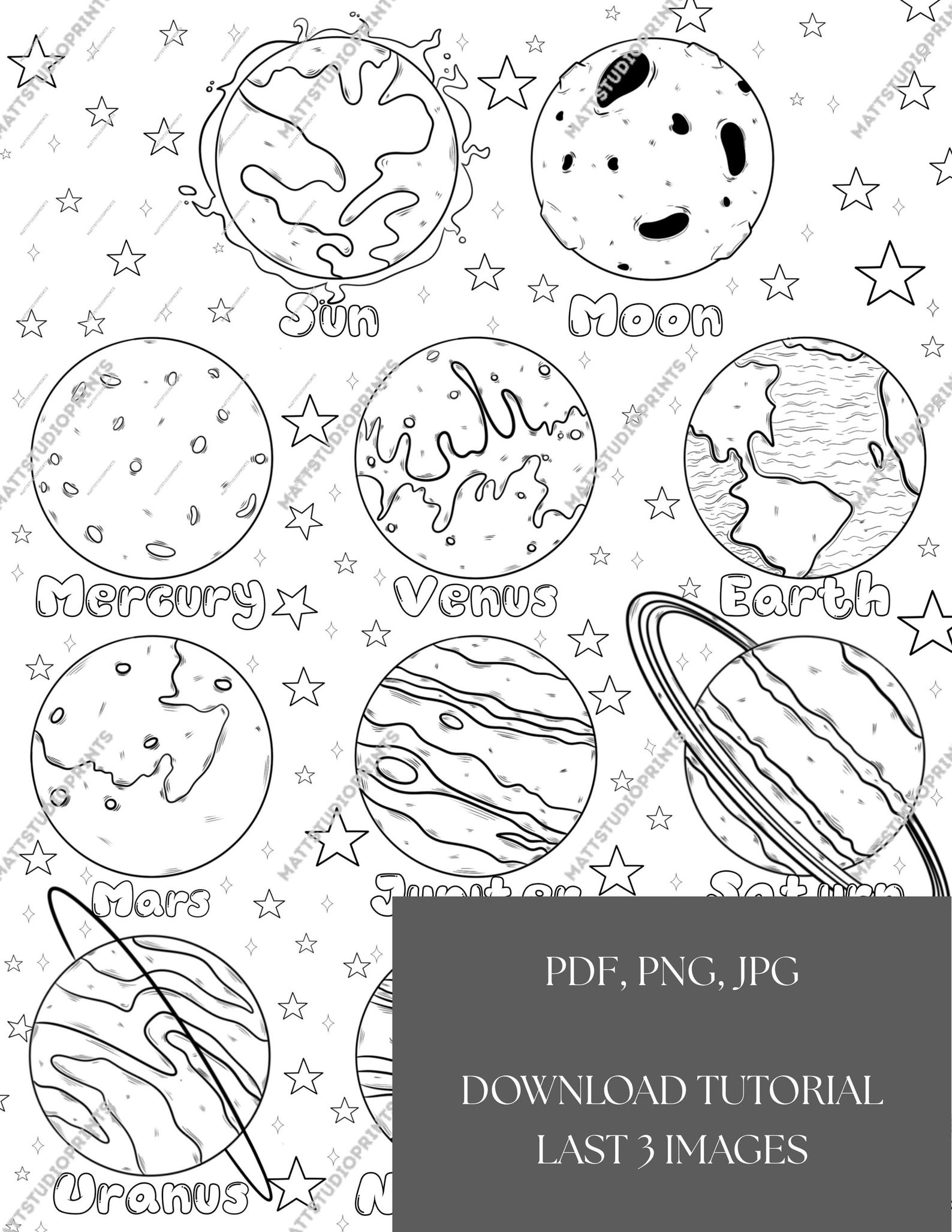 Solar System Coloring Page: Kids Astronomy Activity, Planets Printable ...