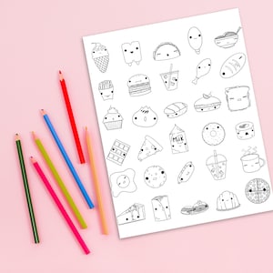 Kawaii Food Colouring Page Cute Printable PDF for Kids & Adults | Fun ...