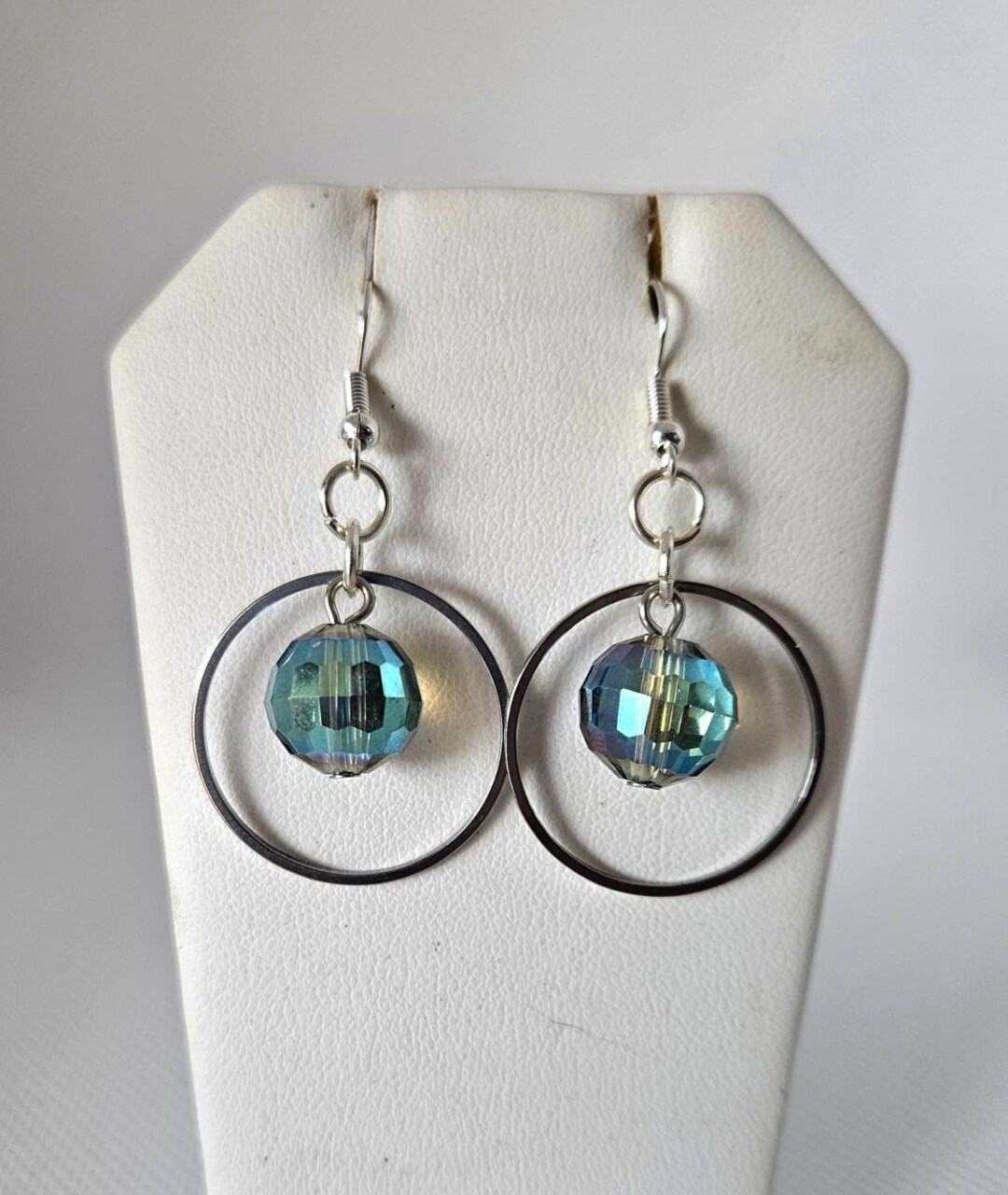 ROUND CRYSTAL CIRCLES- Iridescent Round Crystal Earrings. - Etsy