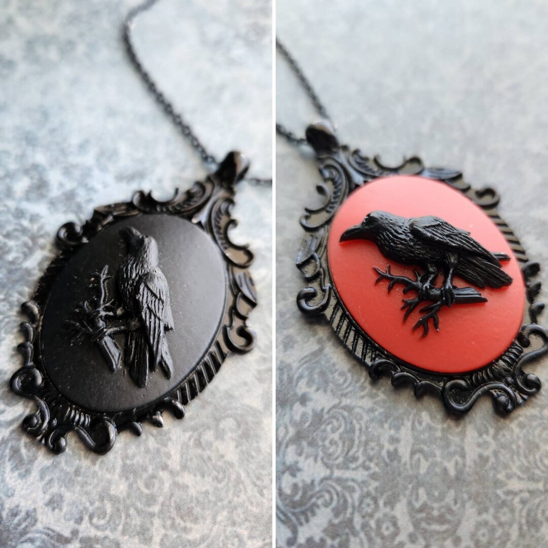THE RAVEN- Your Choice of Black or Red 30x40 Mm Resin Cabochon Black ...