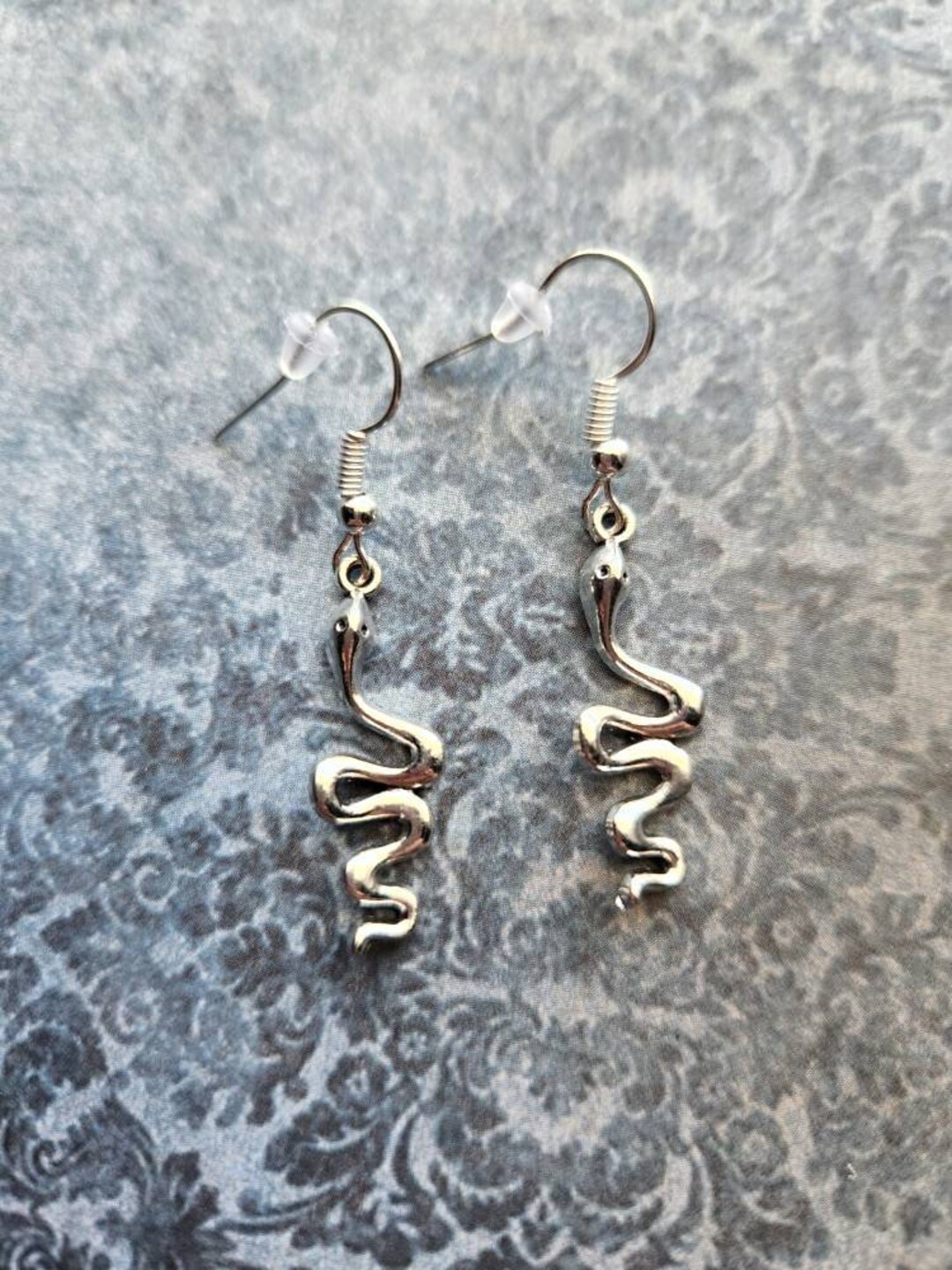 I'M A SNAAAKE- Adorable Silver Snake Charm Earrings in French Hooks. - Etsy
