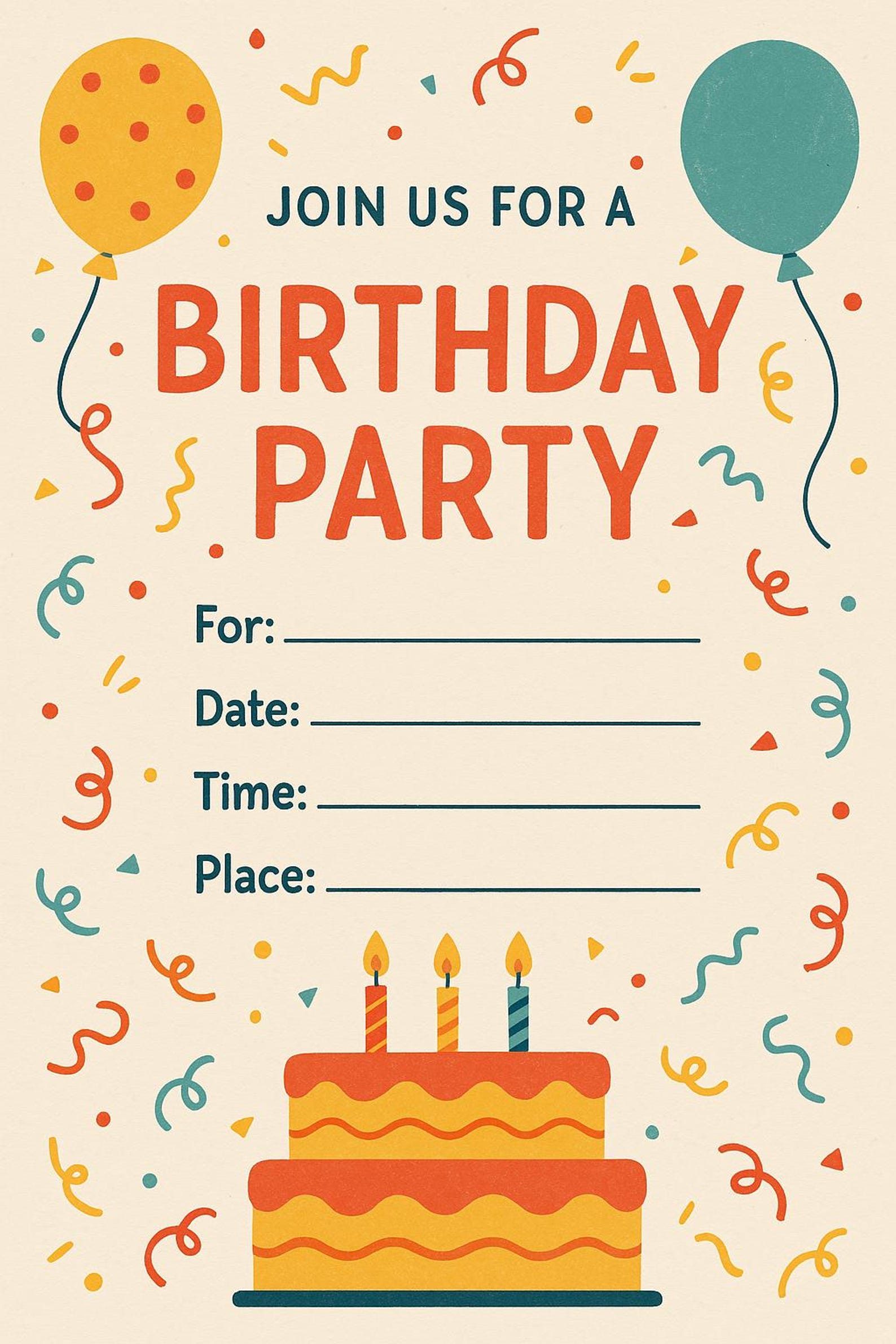 Printable PDF Birthday Invitation Card | A6 | 10,5 X 14,8cm - Etsy