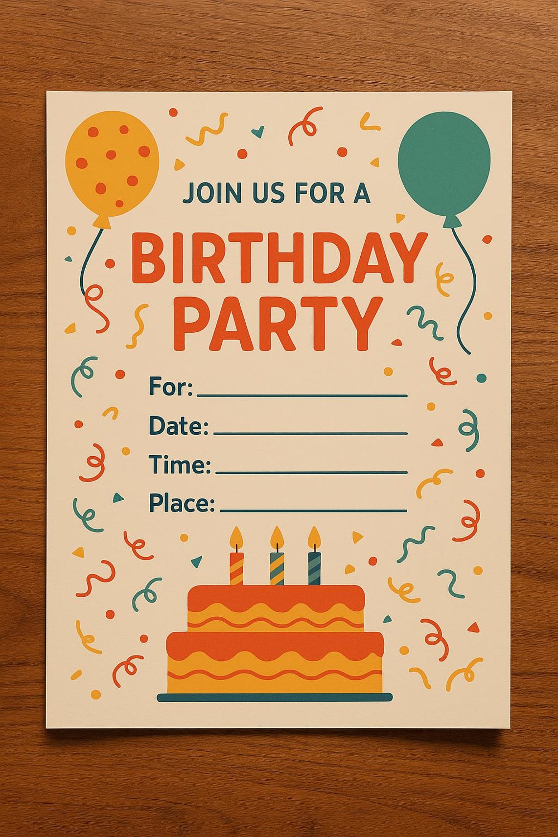 Printable PDF Birthday Invitation Card | A6 | 10,5 X 14,8cm - Etsy