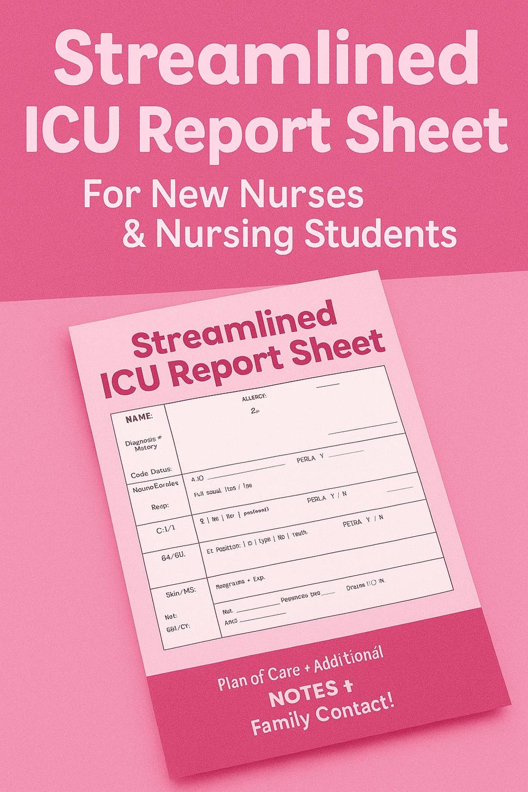 STREAMLINED Nurse Report Sheet | ICU & Clinical Report Template ...