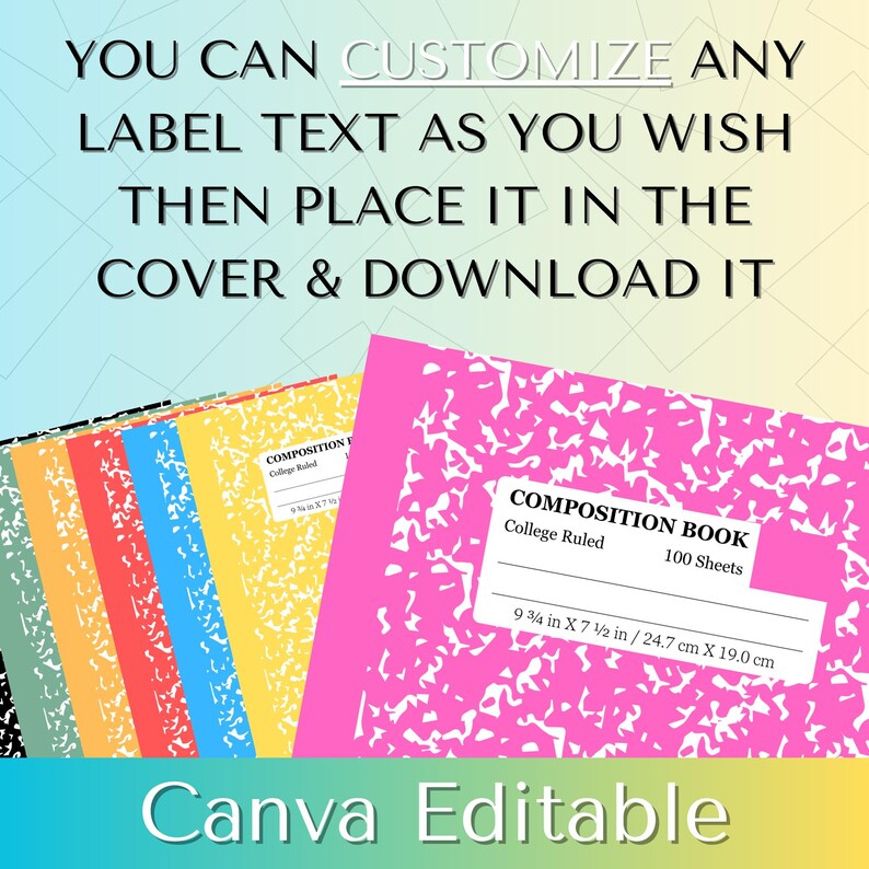 Editable Composition Book Labels, School Supply Labels, Teacher ...