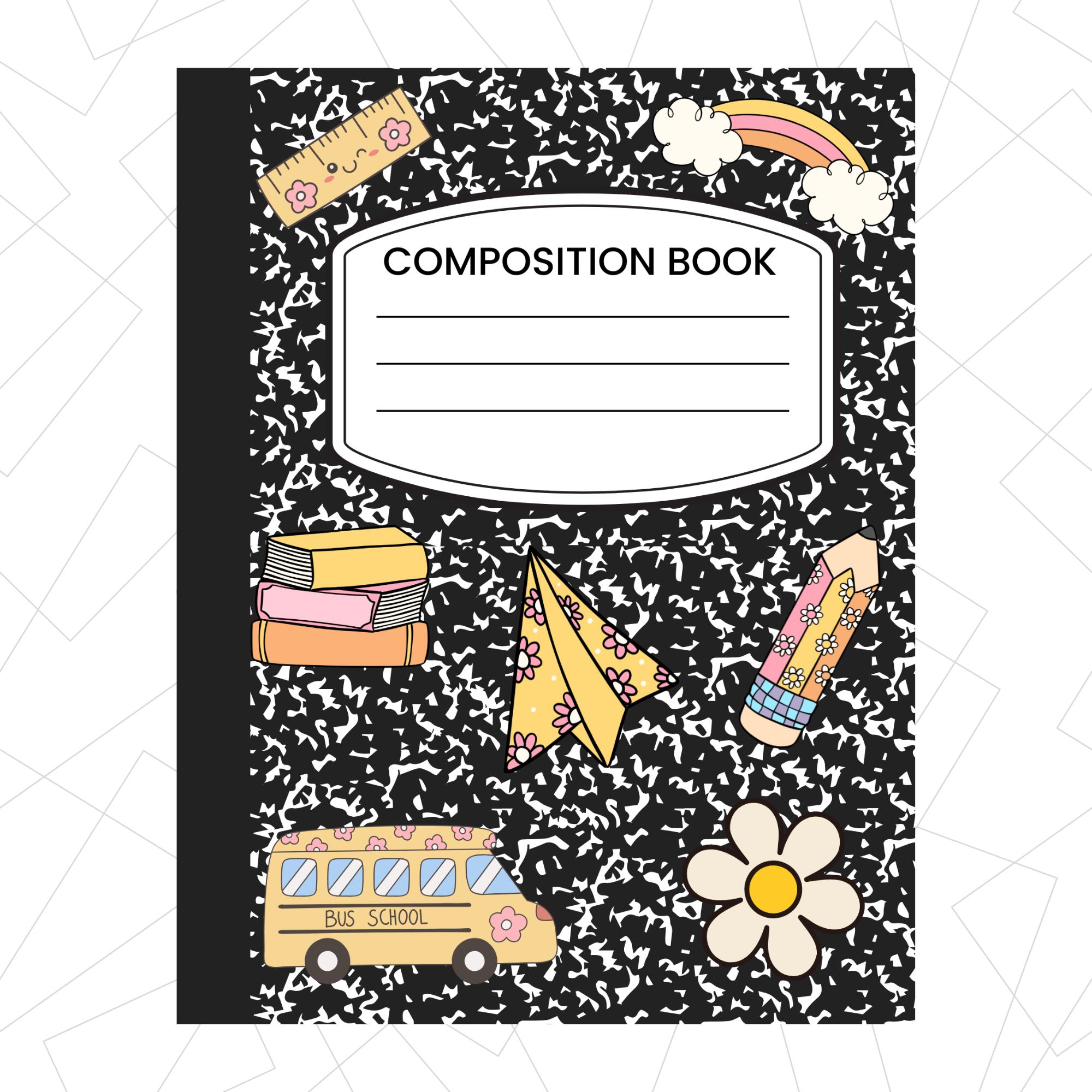 Printable Composition Notebook Cover: Back to School Clipart (digital ...