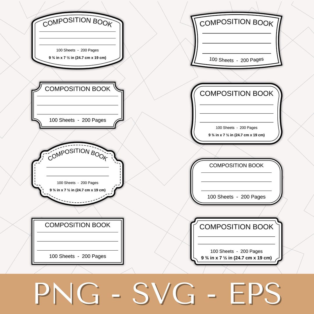 8 Composition Book Label Bundle | Composition Notebook Labels | School ...