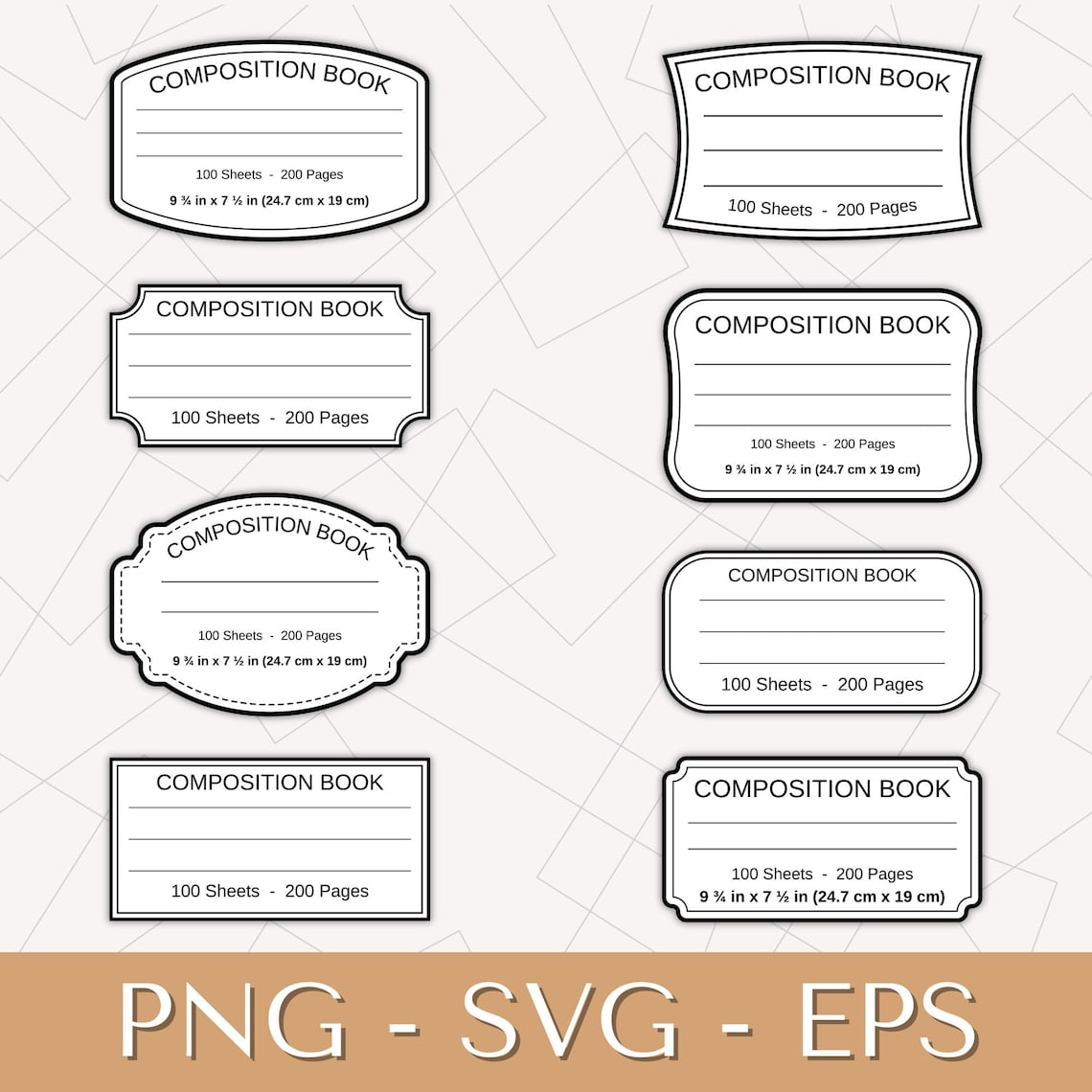 8 Composition Book Label Bundle | Composition Notebook Labels | School ...
