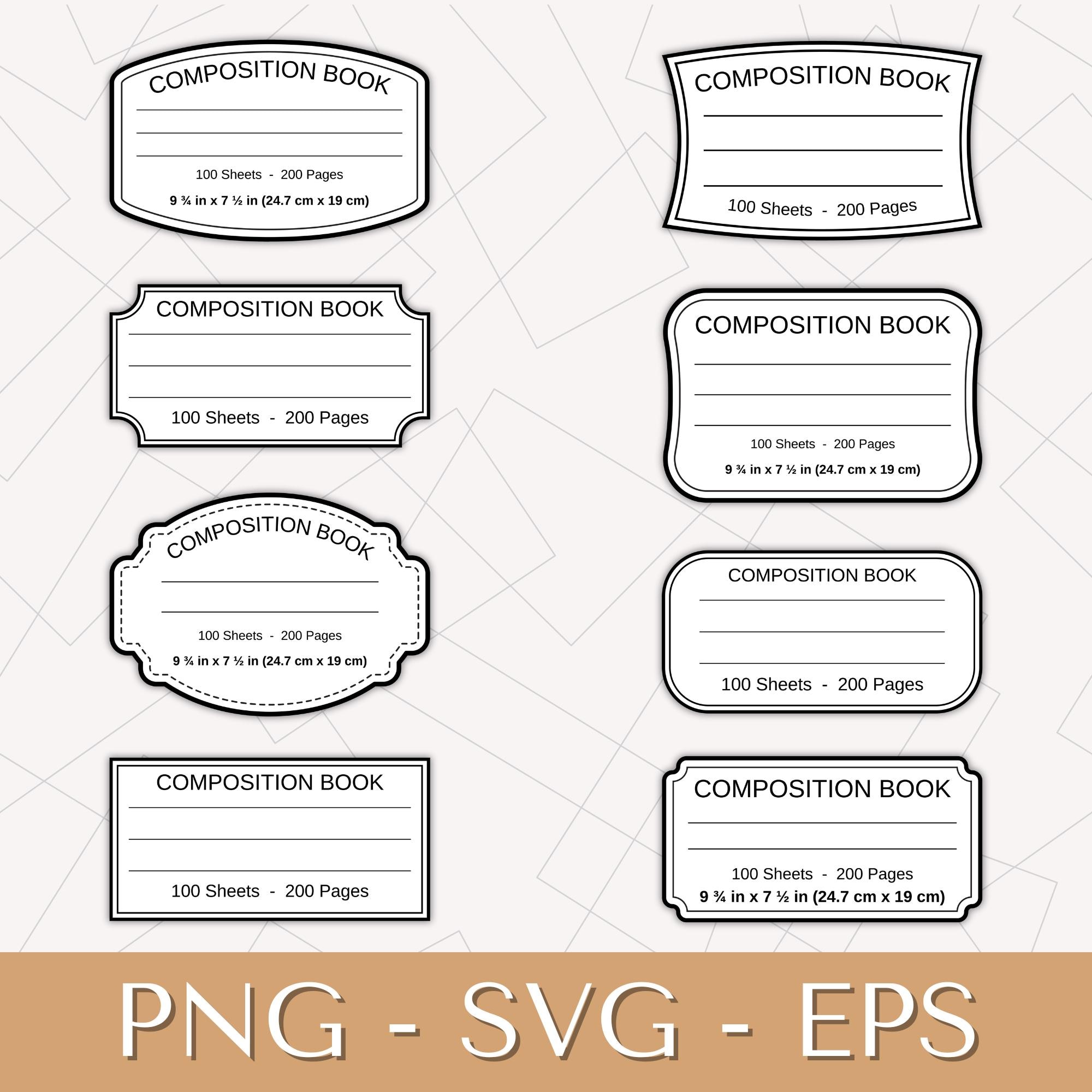8 Composition Book Label Bundle | Composition Notebook Labels | School ...