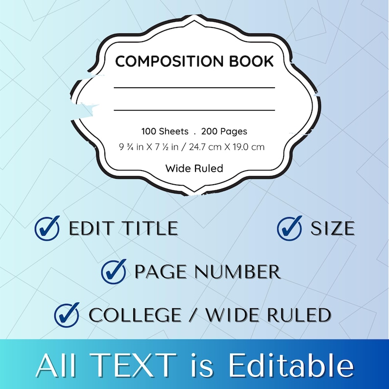Editable Composition Book Labels: Back to School Organization (canva ...