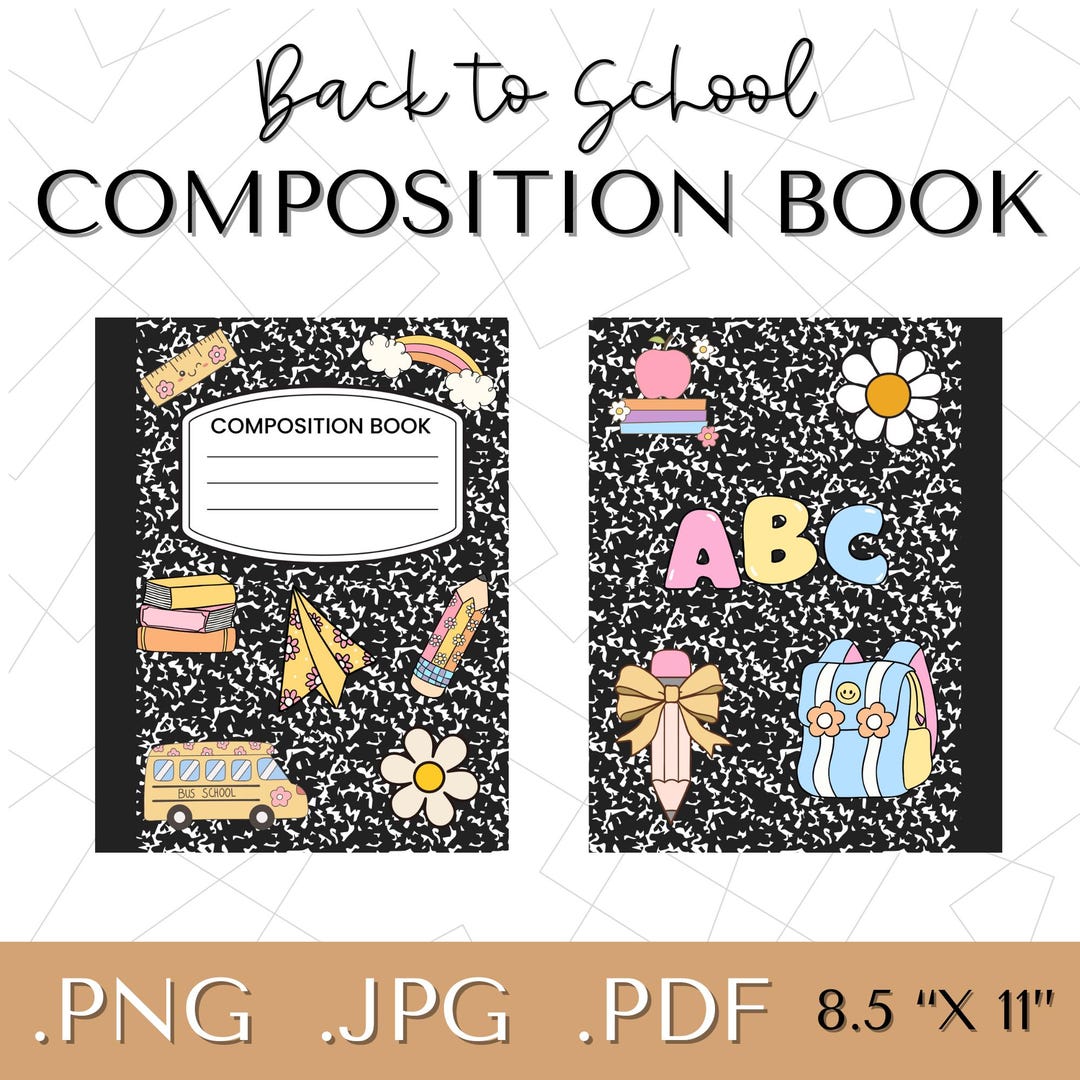 Back to School Composition Notebook Cover | Cute School Supplies ...
