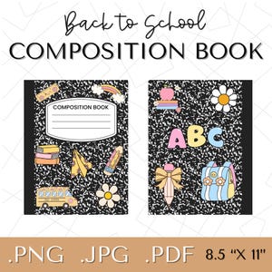 Back to School Composition Notebook Cover | Cute School Supplies ...