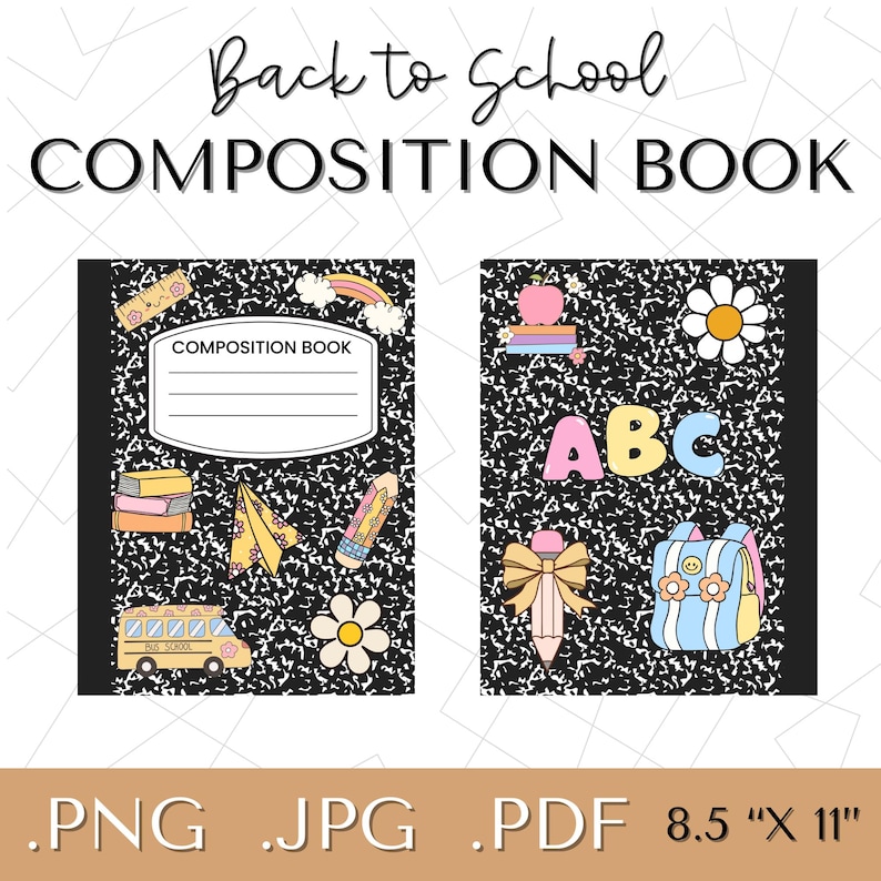 Back to School Composition Notebook Cover | Cute School Supplies ...