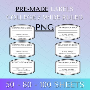 Editable Composition Book Labels, School Supply Labels, Printable Name ...