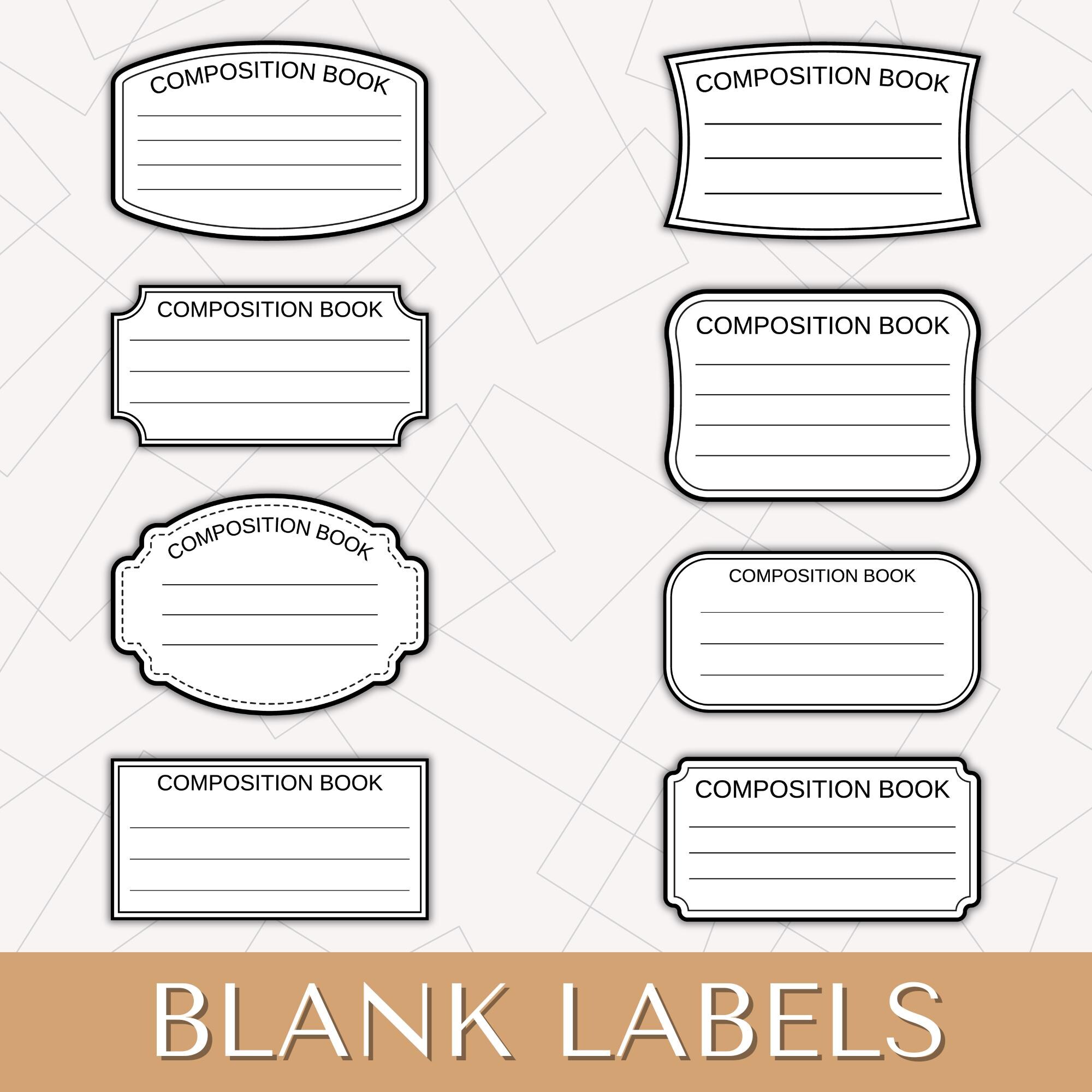 8 Composition Book Label Bundle | Composition Notebook Labels | School ...