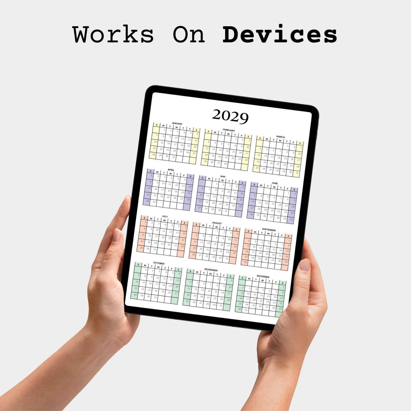 2029 Yearly Calendar, Minimalist Printable Planner PDF: A4, A5, Letter ...