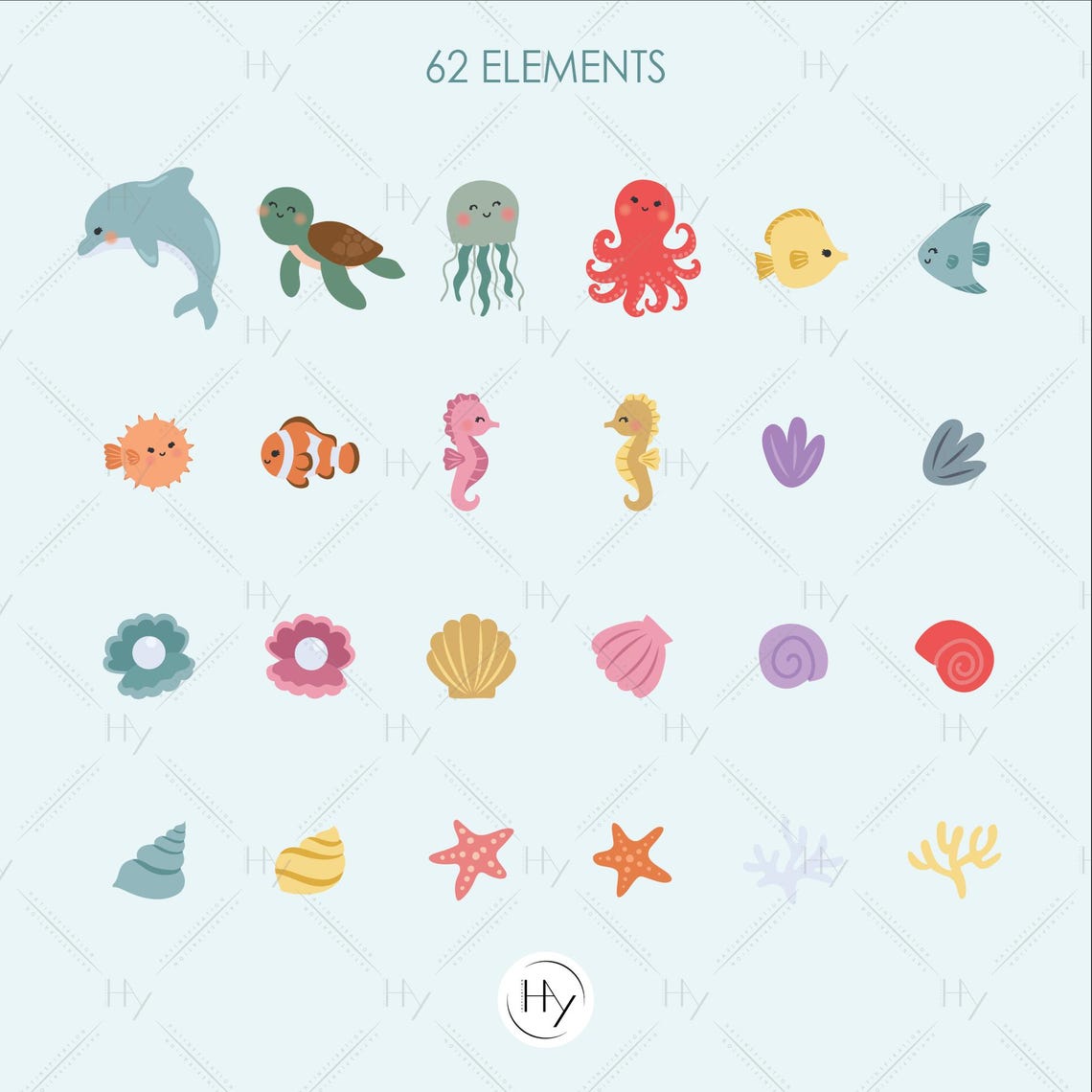 Cute Mermaid Vol.1 Clipart/ Vector Collection - Mermaid Character ...