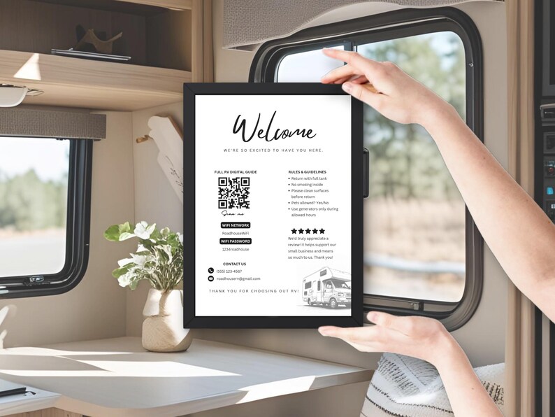 Editable RV Welcome Sign Template | Printable RV Rental Checklist ...