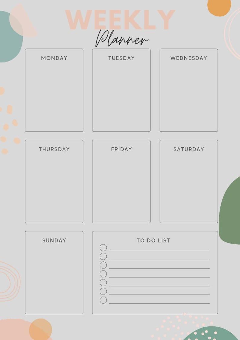 Minimalist Weekly Planner Printable: To-do List Organizer (instant ...