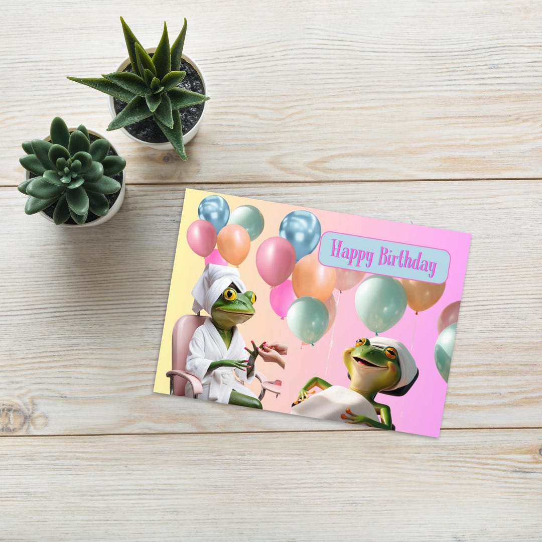 Frog Theme Birthday Card - Etsy