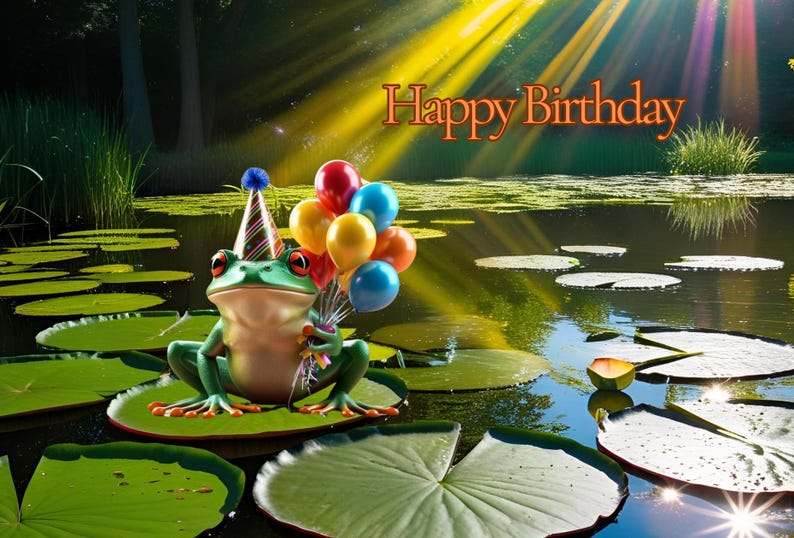 Frog Theme Birthday Card - Etsy