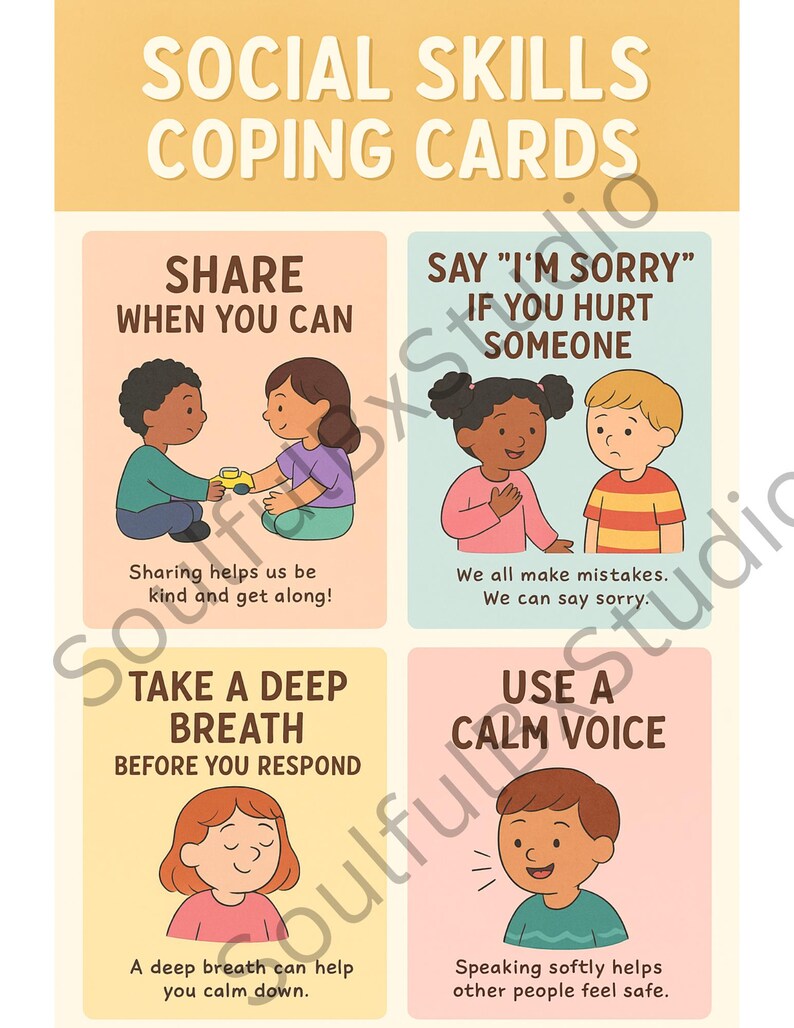 Social Skills Coping Cards for Kids: SEL Activities (printable) - Etsy