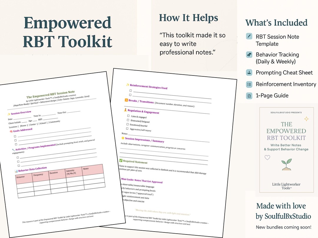 Editable RBT Toolkit: ABA Templates, Tracking Sheets + Bonus Guide ...