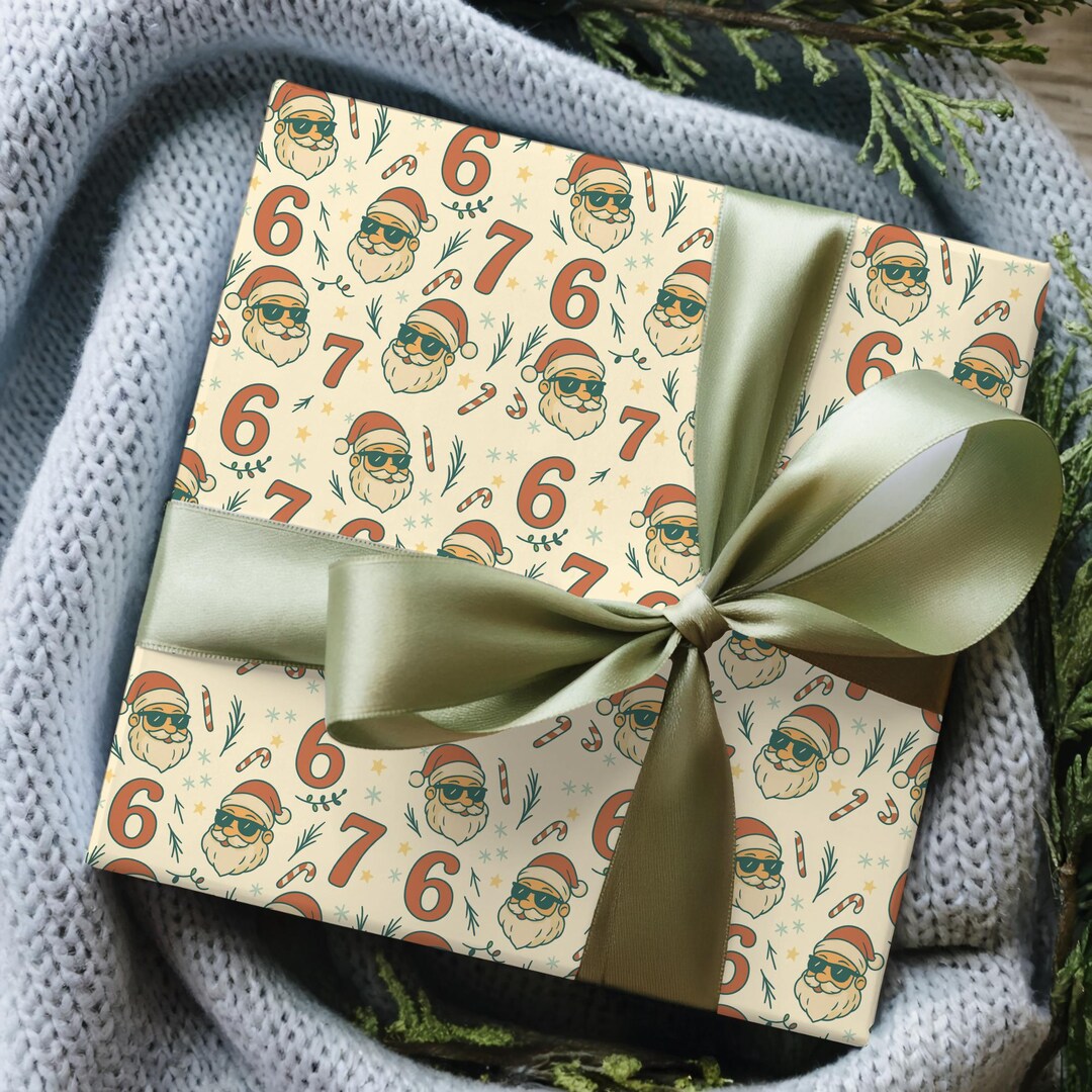 Funny 67 Meme Wrapping Paper, Six Seven Meme Gift Wrap, Santa Christmas ...