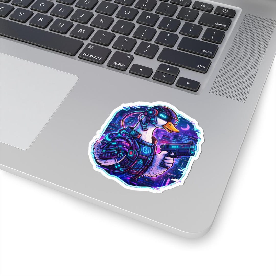 Cyberpunk Silly Goose Sticker, Neon Duck Laptop Sticker, Funny ...