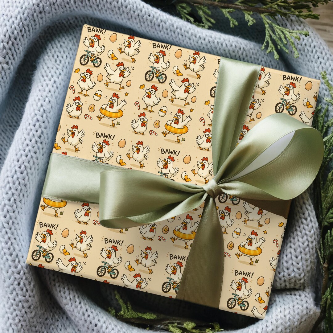 Funny Chicken Wrapping Paper, Secret Santa Gift Wrap, Holiday Christmas ...