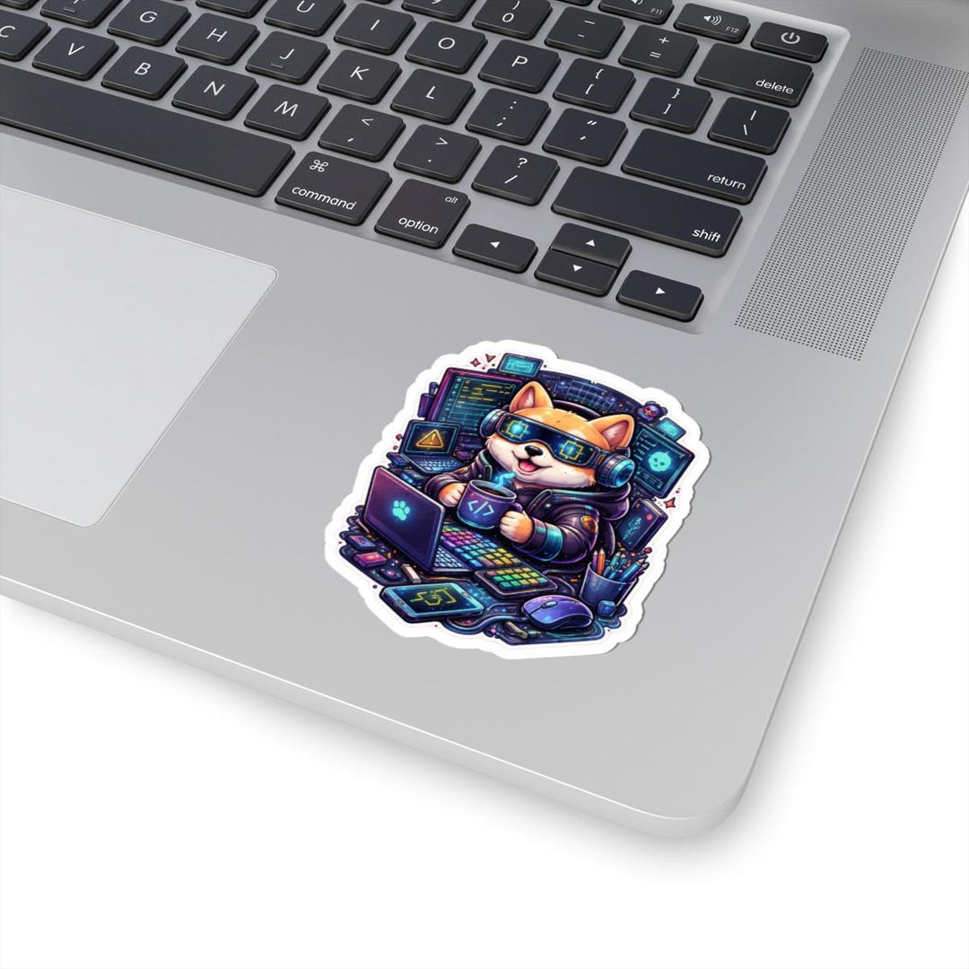Cyberpunk Shiba Sticker, Neon Cyberpunk Art Vinyl Sticker, Laptop ...