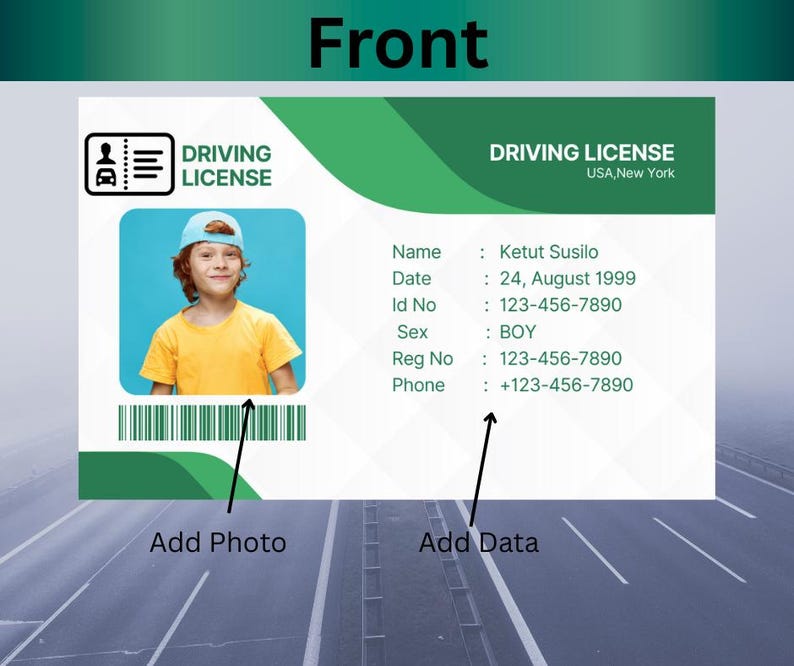 Customized Kids Drivers License, Child Identification Card Prop, Canva ...