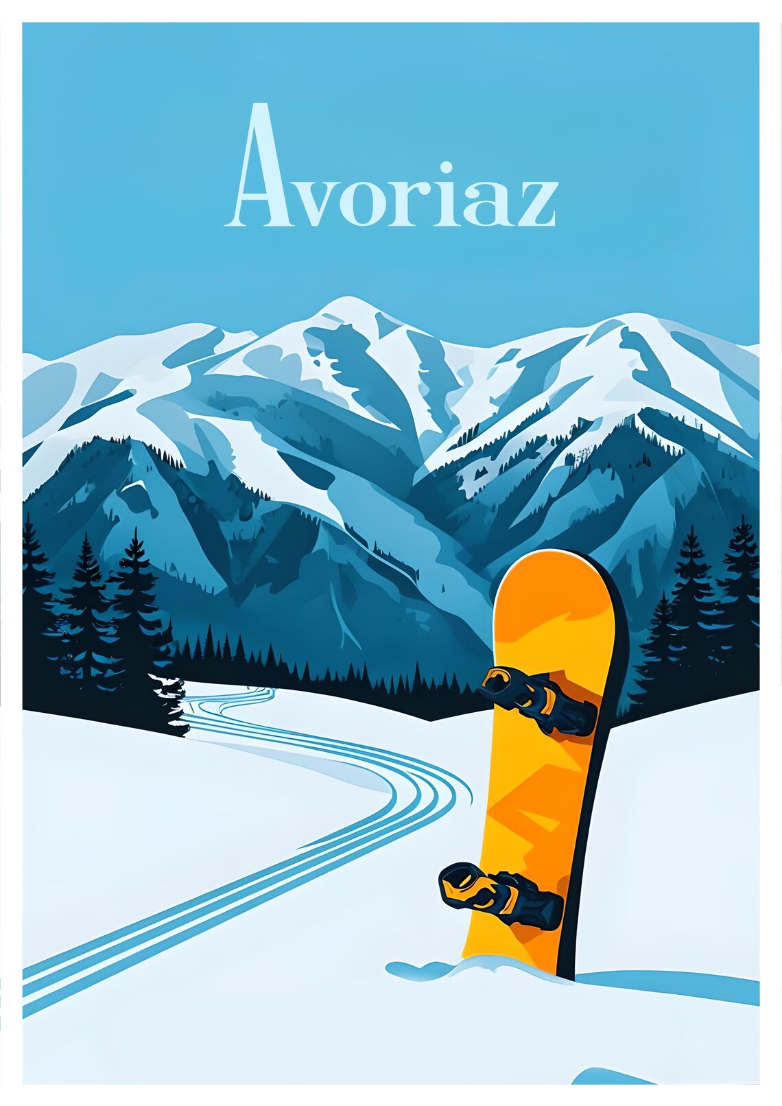 Avoriaz Snowboarding Poster – A3 Printable Wall Art | Alpine Winter Ski ...