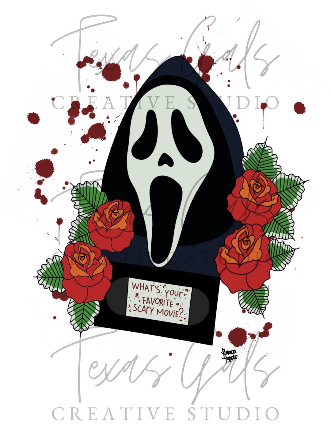 Ghostface Traditional Tattoo Floral Digital Print - Etsy