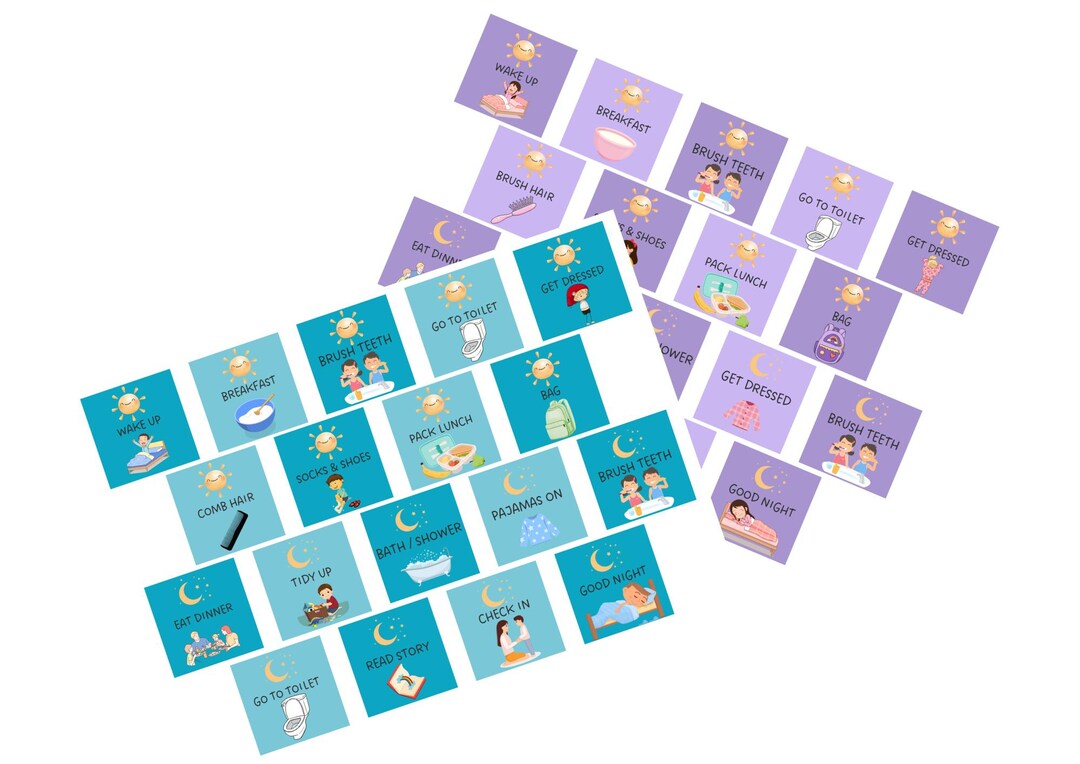 Printable Morning & Bedtime Routine Magnatile Set – DIY Digital ...