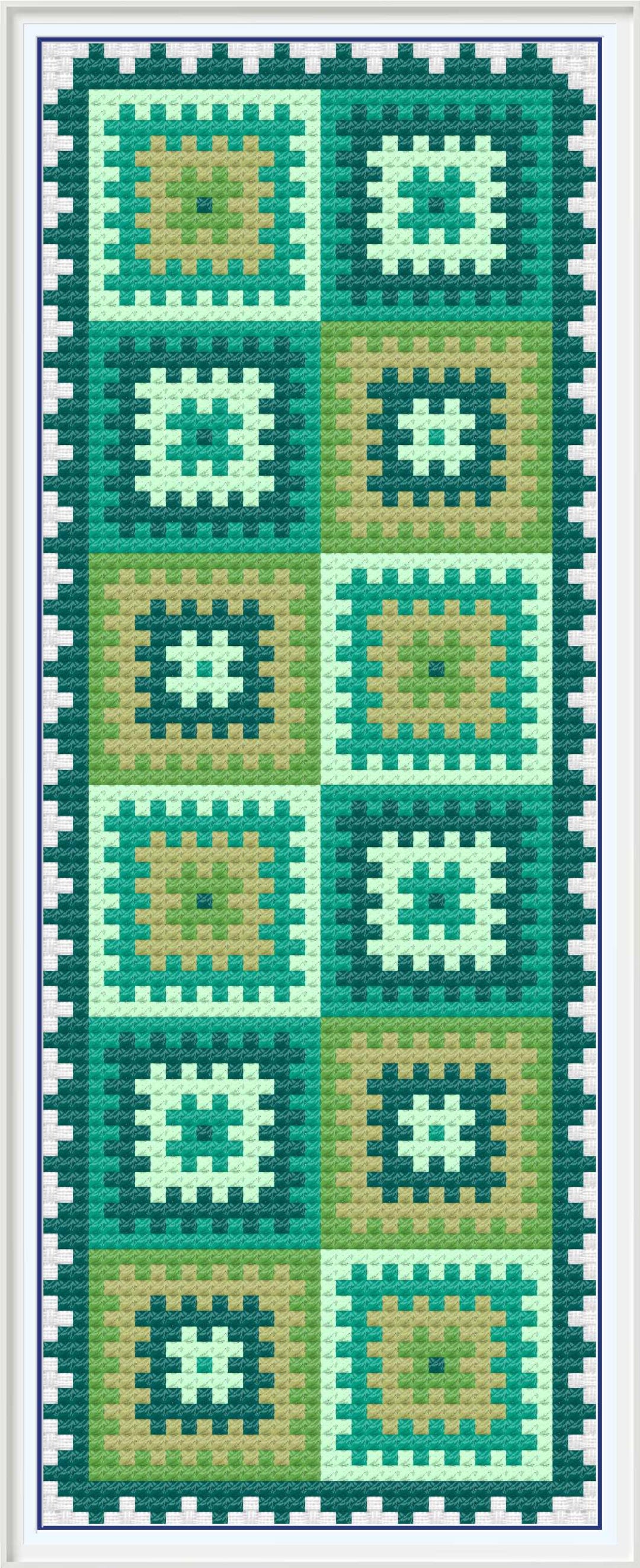 Green Granny Square Blanket Bookmark Cross Stitch Pattern - Etsy