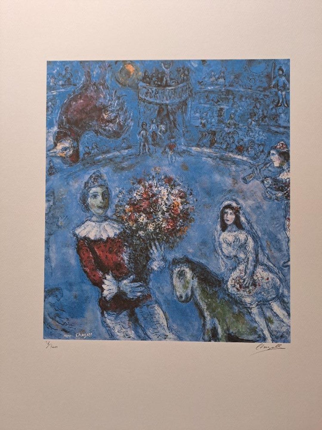 Marc Chagall Signed - the Blue Circus - Certificate SPADEM Paris - Etsy