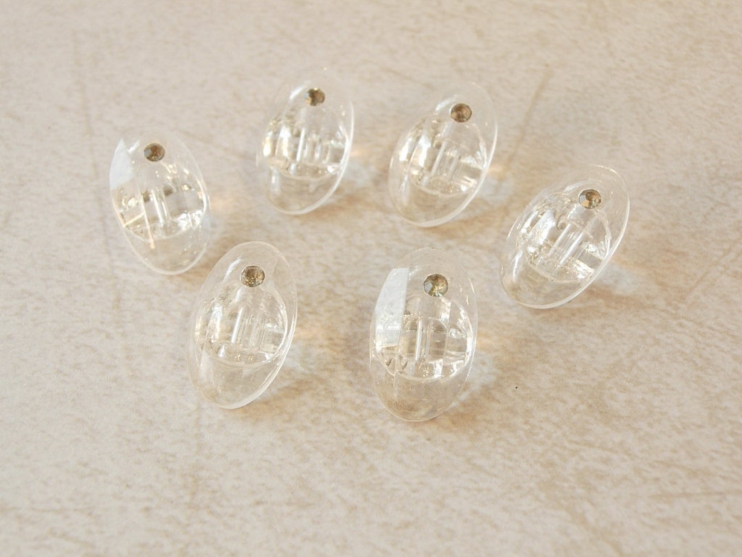 Clear Glass Buttons, Oval, Shank Button With Rhinestone, Vintage Style ...