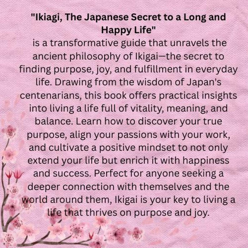 Ikigai the Japanese Secret to a Long and Happy Life - Etsy