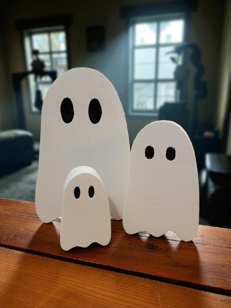 Wooden Halloween Ghosts: Set of 3 Handcrafted Pine Decor - Etsy