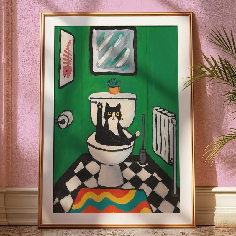 Toilet Tuxedo Cat - Etsy UK