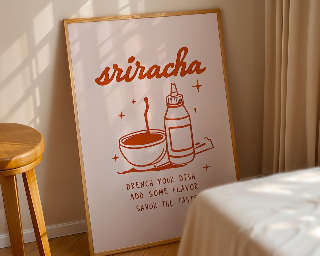 Sriracha Bottle Print - Hot Sauce Print - Spicy Wall Art - Sriracha ...
