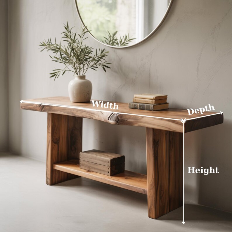 Handcrafted Live Edge Wood Console Table: Rustic Farmhouse Furniture - Etsy