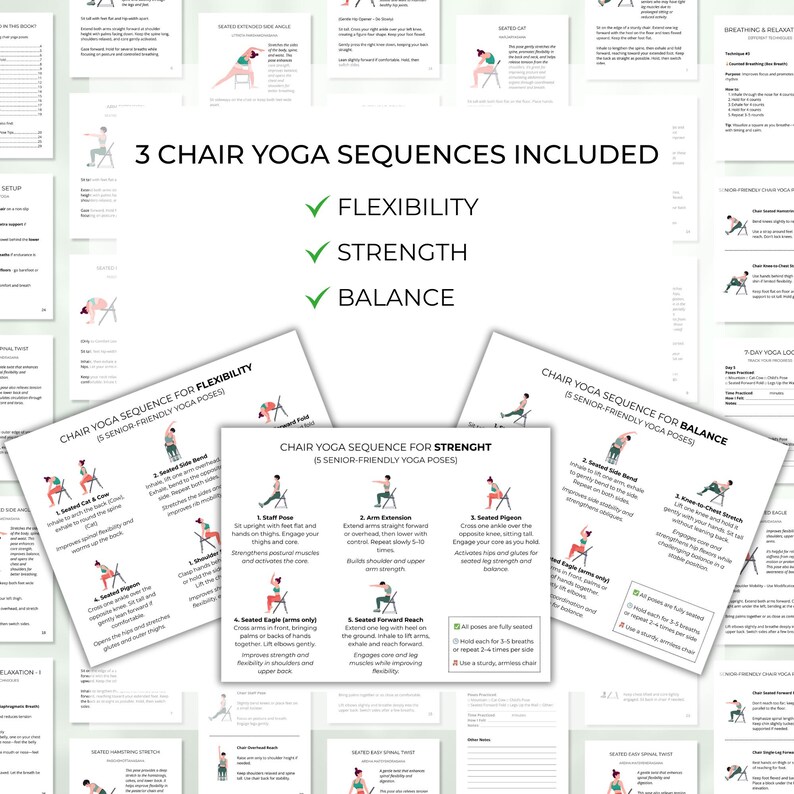 Chair Yoga for Seniors Guide PDF | 30-day Workout Plan, Book & Chart ...