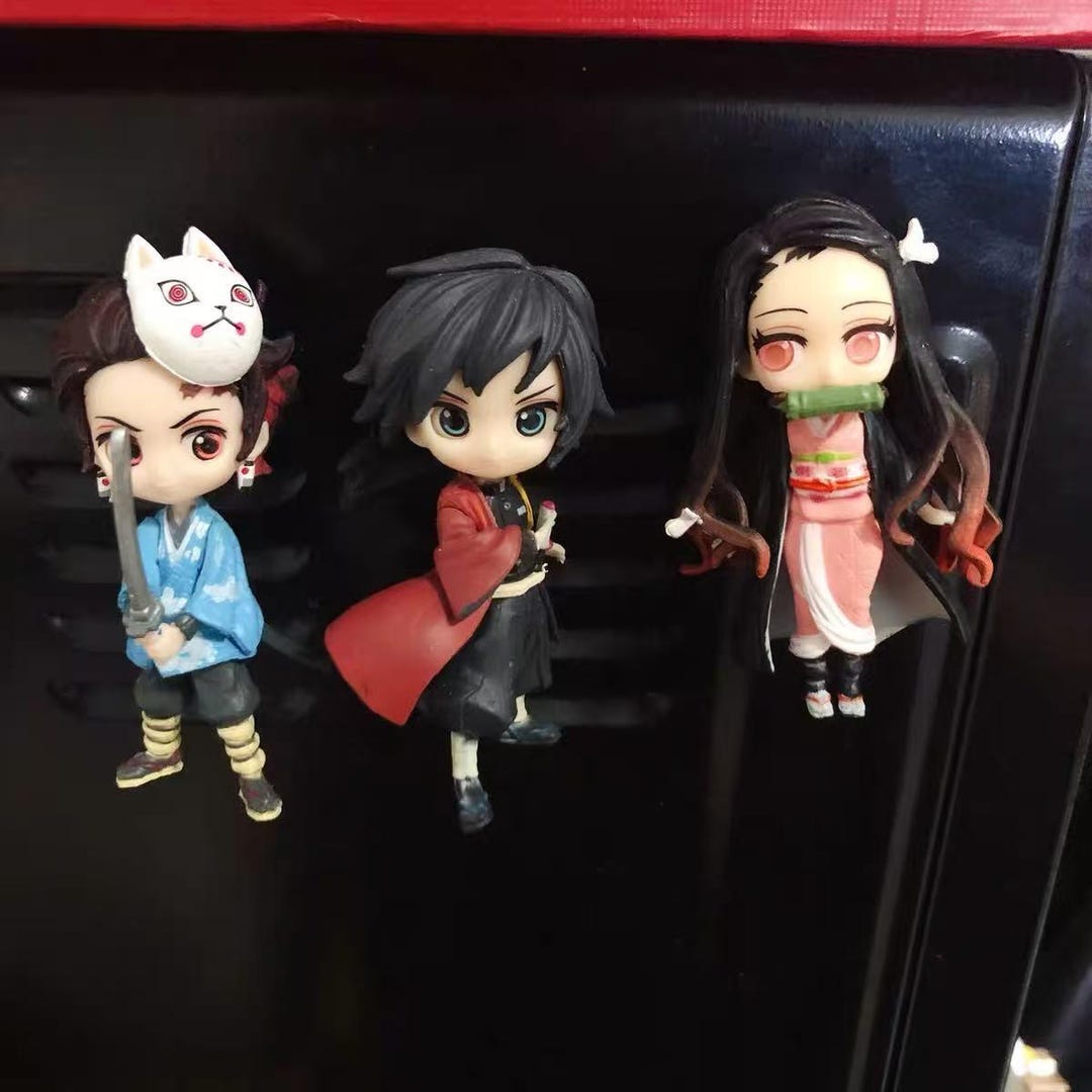 Tanjiro and Nezuko Fridge Magnet Set – PVC Mini Character Figures With ...