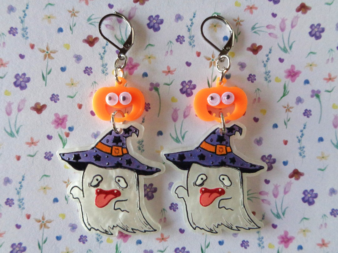 Silly Ghost and Jack-o-lantern Boho Halloween Earrings 9030 - Etsy