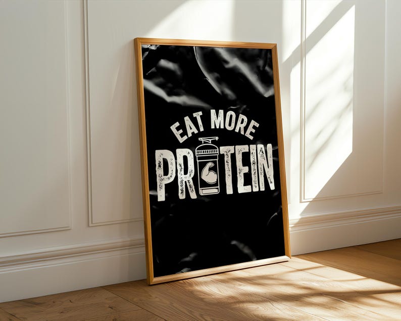 Eat More Protein Motivational Poster for Home Gym and Kitchen - Bold ...