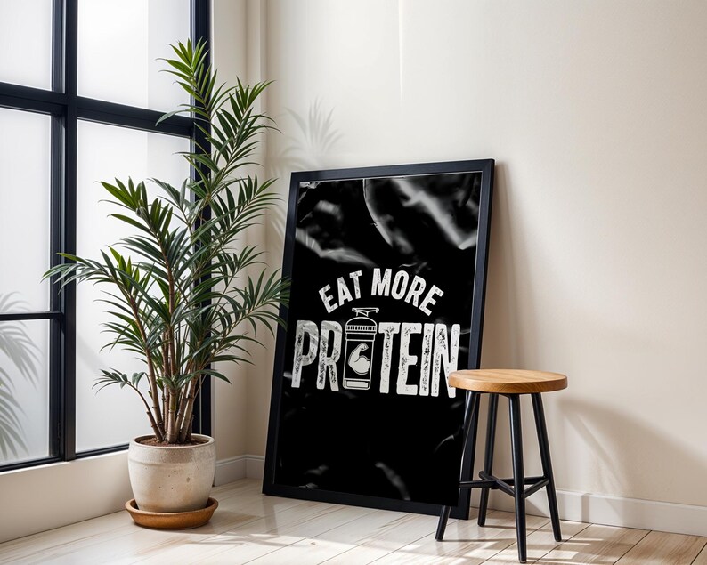 Eat More Protein Motivational Poster for Home Gym and Kitchen - Bold ...
