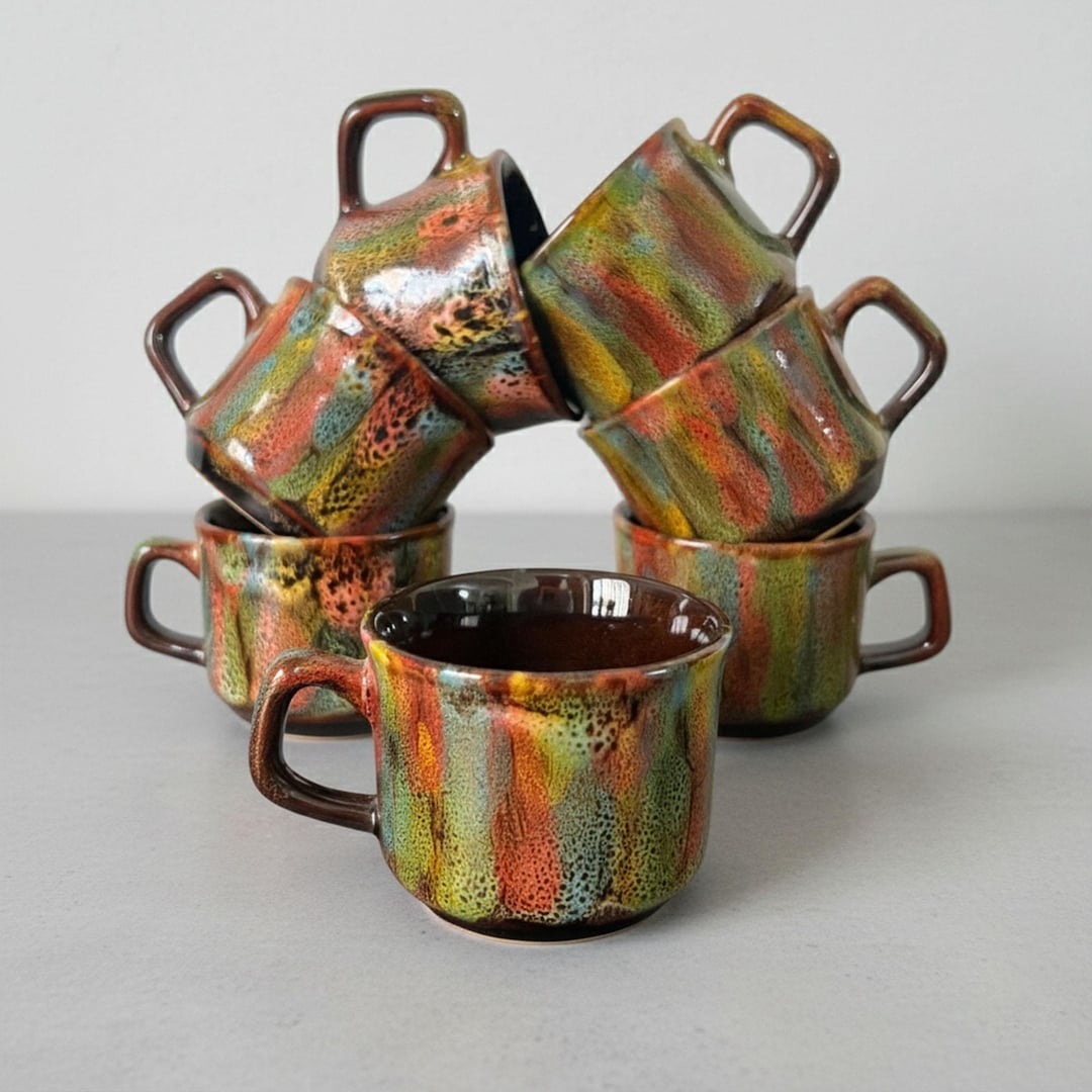 Handmade Ceramic Espresso Cup, Colorful Reactive Glaze, Small Pottery ...