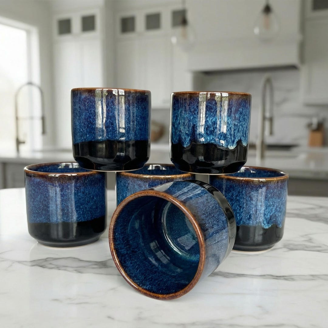 Cobalt Night Espresso Cup With Reactive Glaze, Artisan Minimalist ...